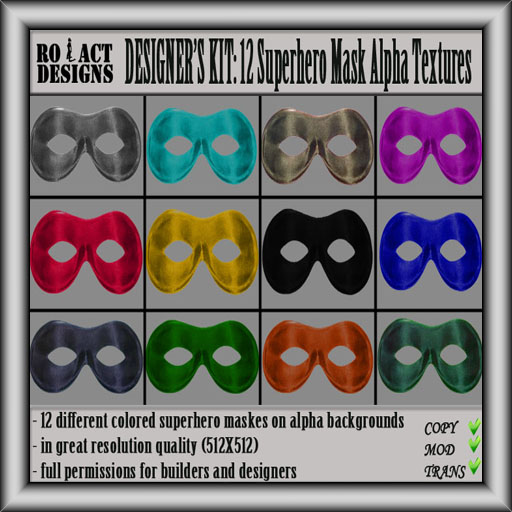 Ro!Act Designs: ..::RO!ACT::..DESIGNS Designer's Kit: 12 Superhero Mask ...