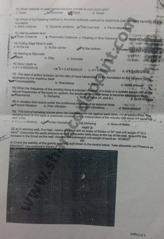 CIV475 : Foundation Engineering End Term Exam Question Paper - CIV 475 ...