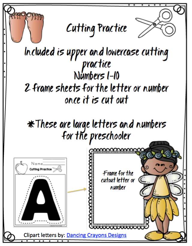 Cutting Practice -Upper and Lowercase -Numbers 1-10 ~ Preschool Printables