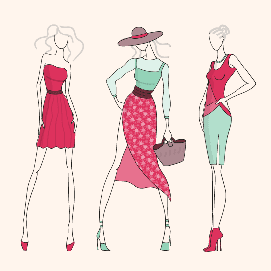 Dibujos sobre modelos de moda - vector | Vector Clipart