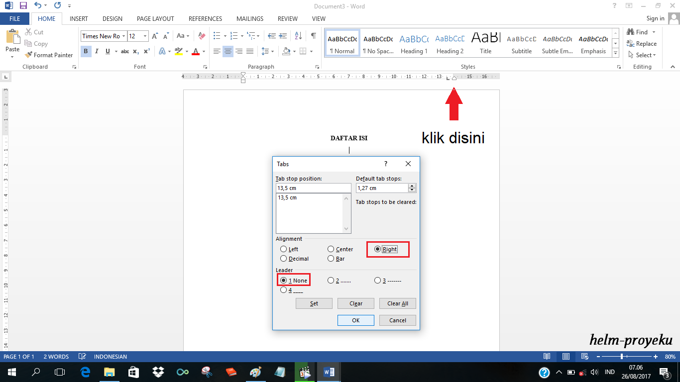 Cara Mudah Membuat Format Daftar Isi Rapi Otomatis Di Ms Word | Helm ...