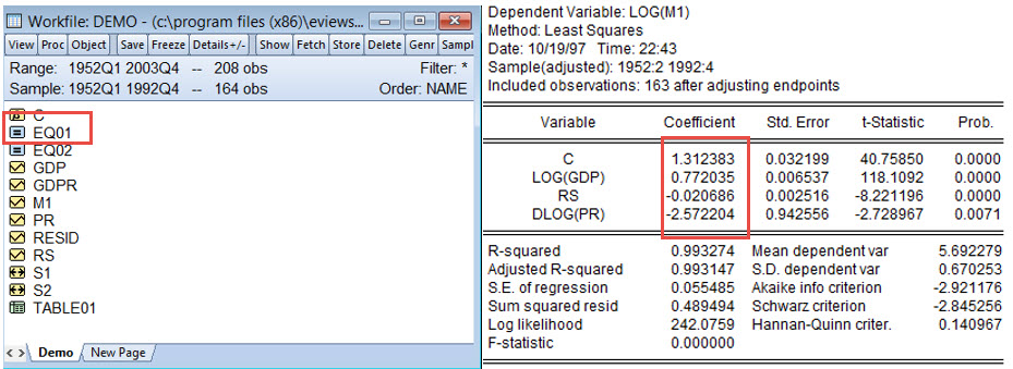 EViews: Rolling Regression