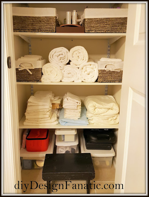 organization, organizing, linen closet, shelving, closet, cottage ...