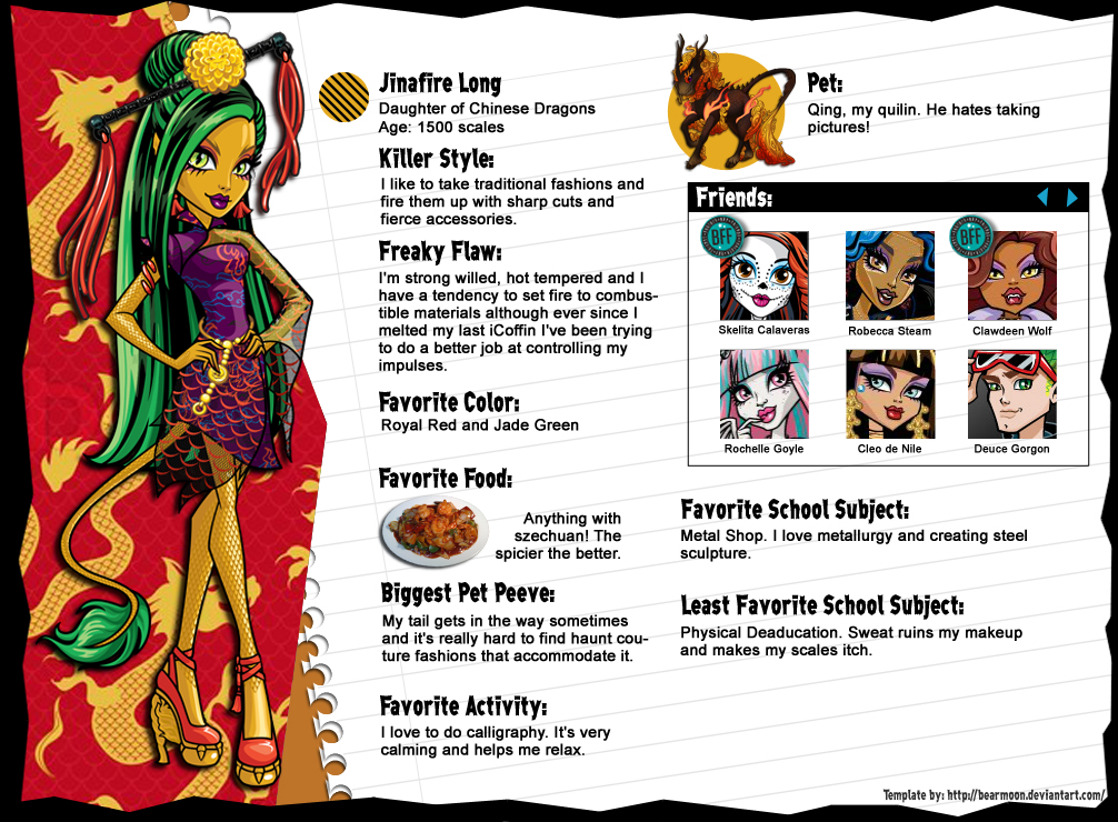 Calvin's Canadian Cave of Coolness: Monster High Character Sheets