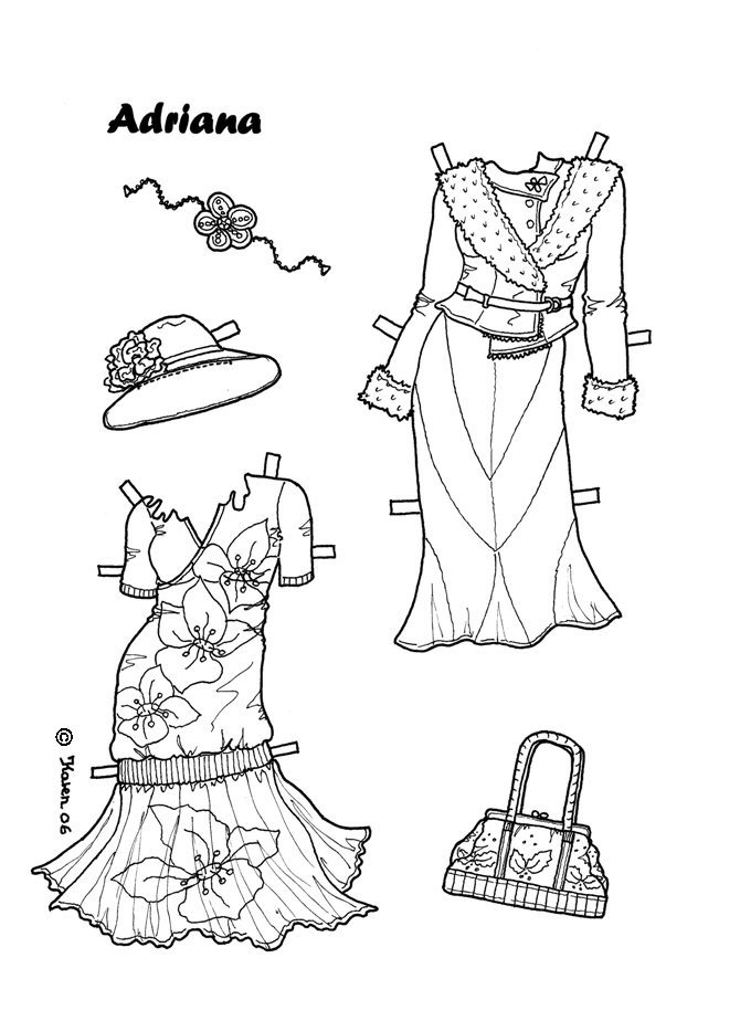 Karen`s Paper Dolls: Adriana 1-8 Paper Doll to Colour. Påklædningsdukke ...
