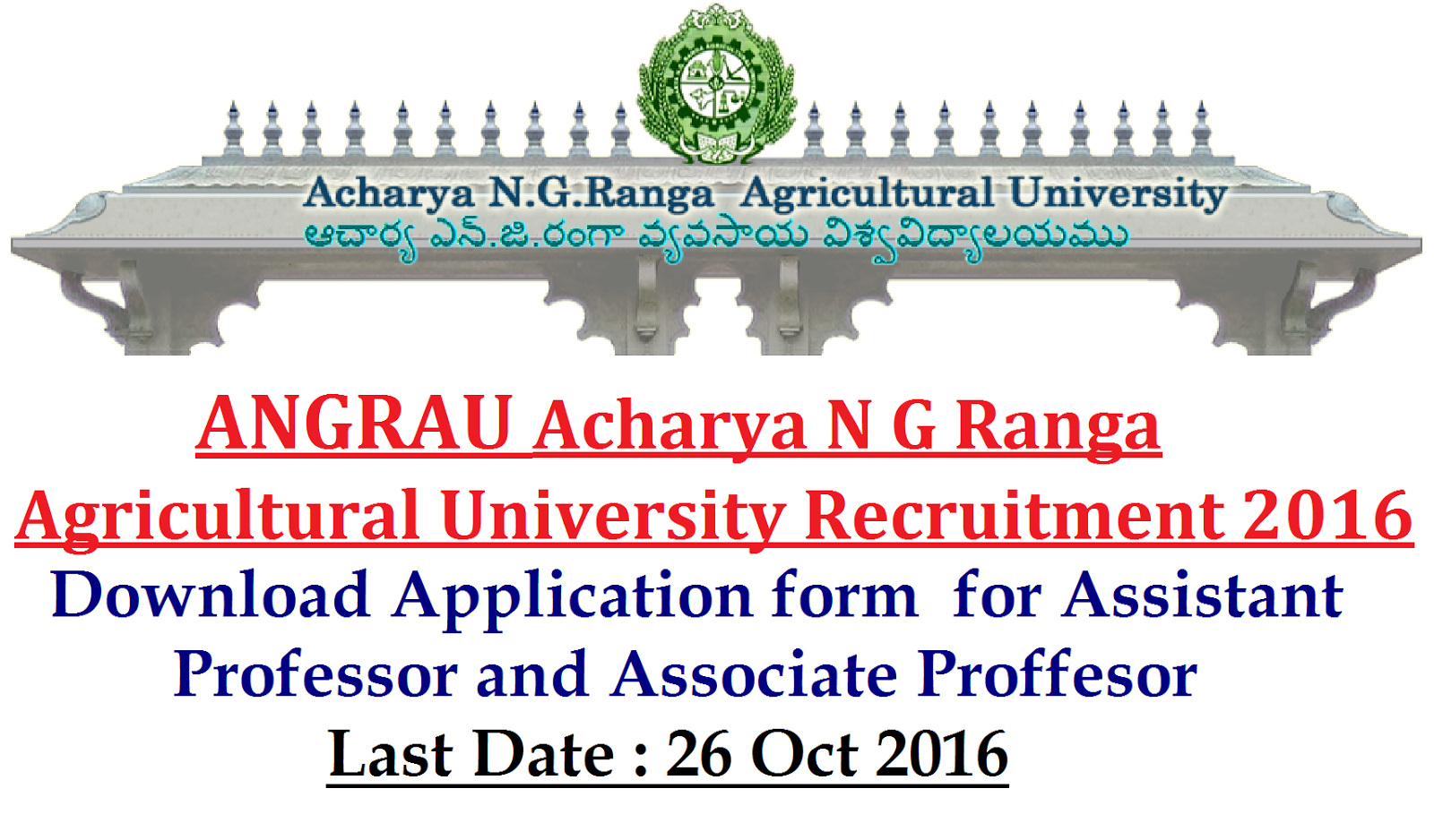 ANGRAU Acharya N G Ranga Agricultural University jobs for Assistant ...