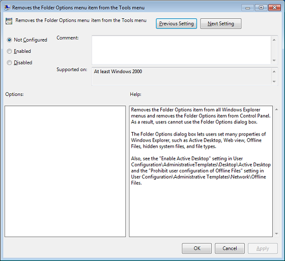 How To Disable Enable Folder Option
