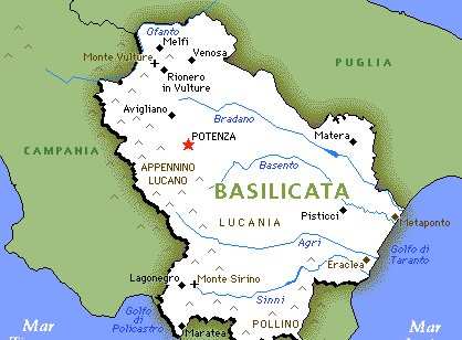 Basilicata Map Political Regions | Italy Map Geographic Region Province ...