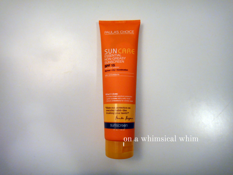 on a whimsical whim: PAULA'S CHOICE ESSENTIAL NON-GREASY SUNSCREEN SPF 15