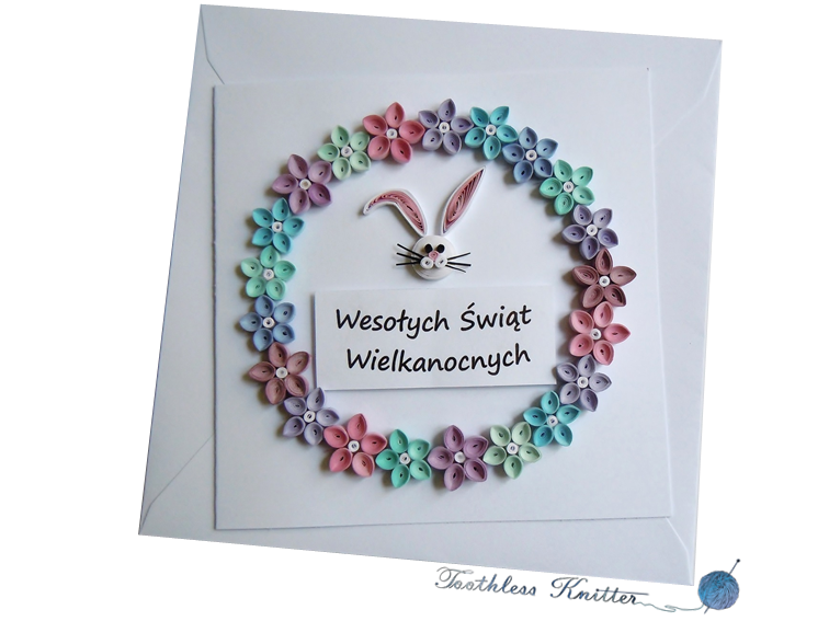 Toothless Knitter: Easter Card with Flower Wreath and Bunny Toothless Knitter: Easter Card with Flower Wreath and Bunny