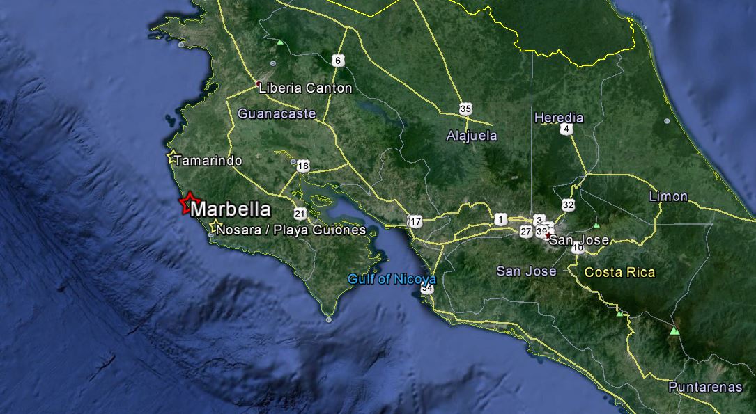 About & Map of Marbella, Costa Rica