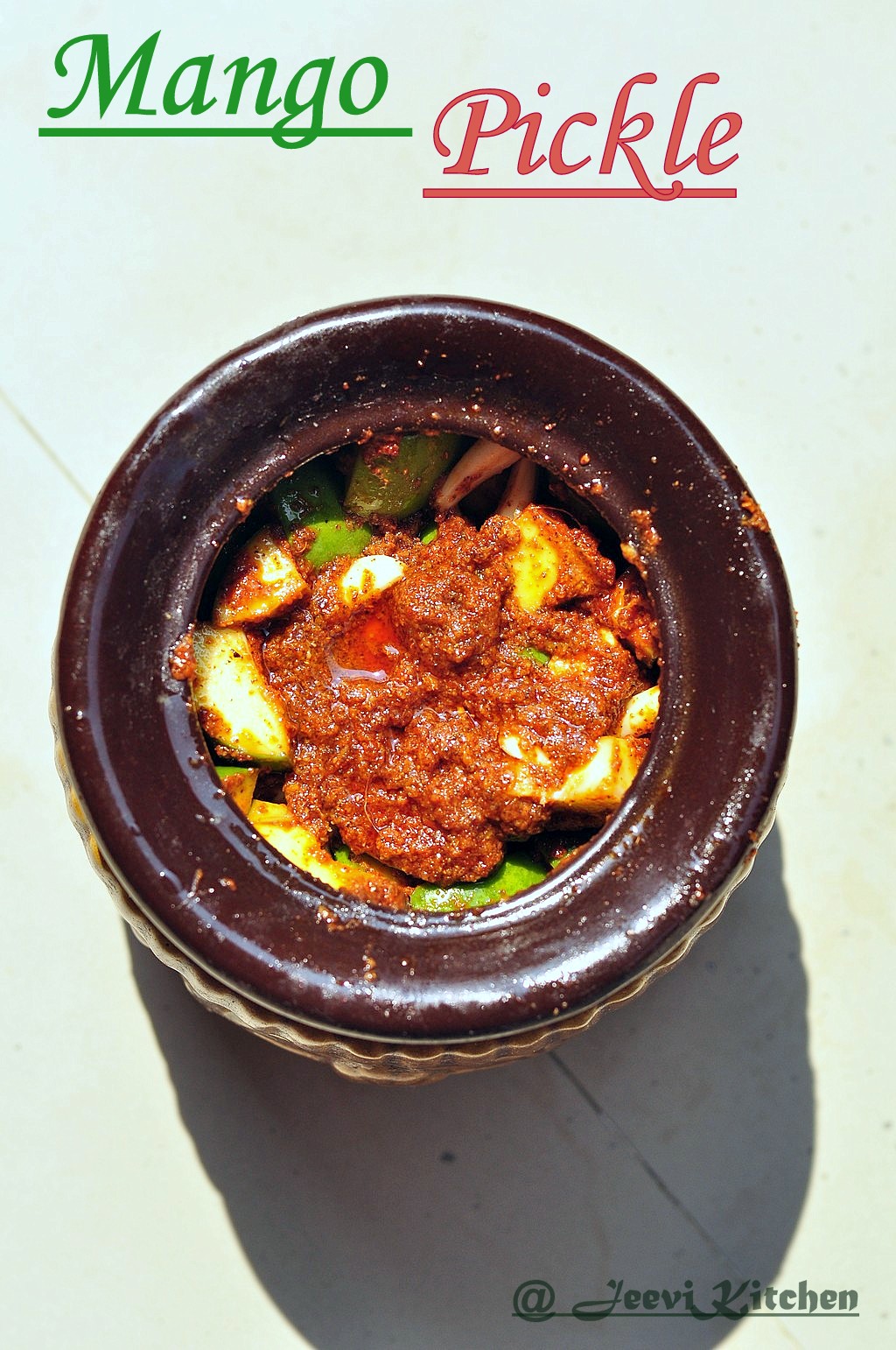 Jeevi Kitchen: Green Mango Pickle | Mangai Urukkai