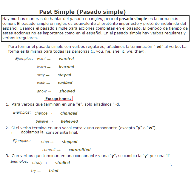 Tu ayuda con las Matemáticas: ENGLISH - PASADO SIMPLE