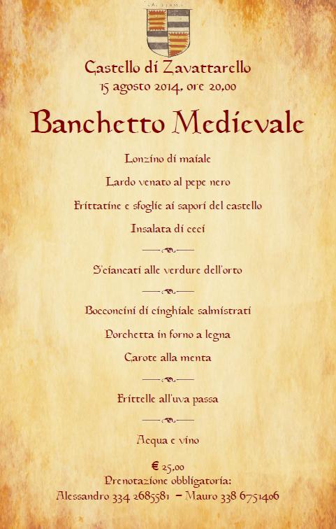 Zavattarello (Pv) - News: Banchetto medievale, menu del 15 e 16 agosto 2014