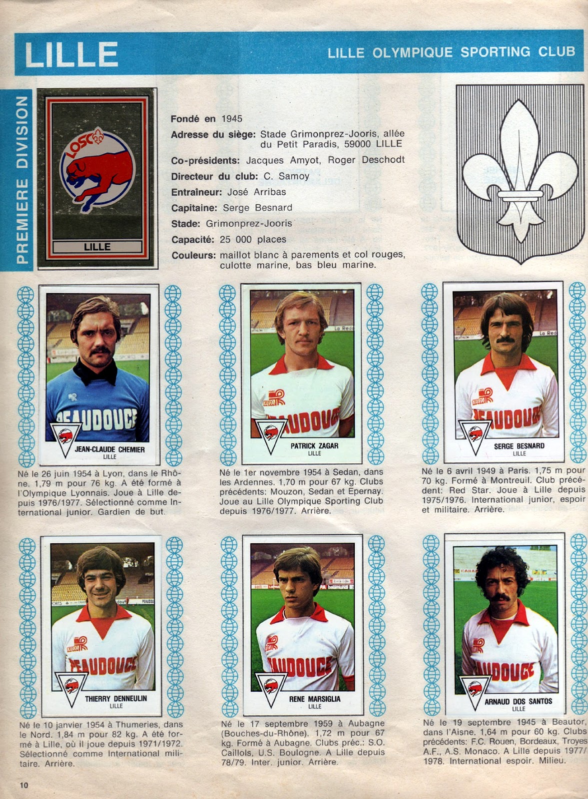LILLE O.S.C 1978-79. By Panini.