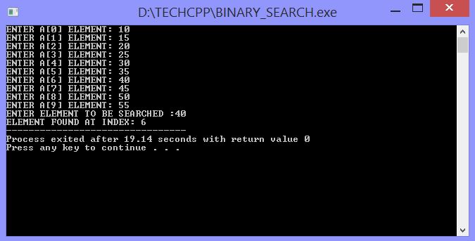 C Program To Implement Binary Search Devcppgcc Techcpp
