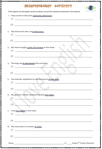 REINFORCEMENT EXERCISES 6TH TIGER | ENGLISH LANGUAGE RESOURCES FOR ...