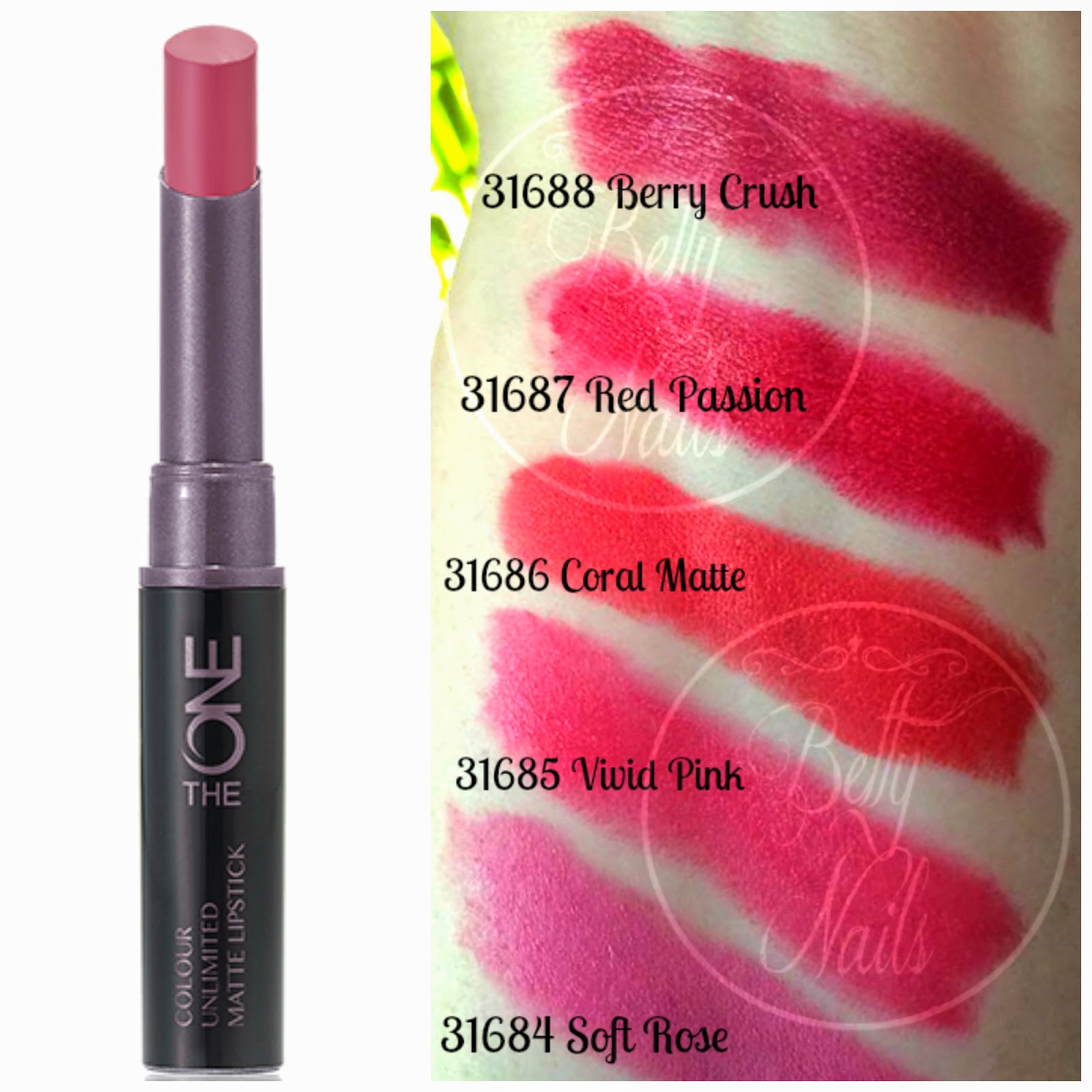 Betty Nails: Oriflame Batons Matte Colour Unlimited THE ONE [Swatches]