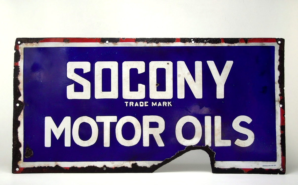 PATINA ANTIK: SOCONY MOTOR OILS ENAMEL SIGN