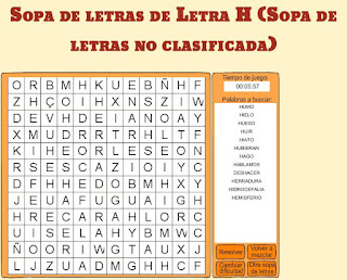 Ortografía para niños: Sopa de letras de la H