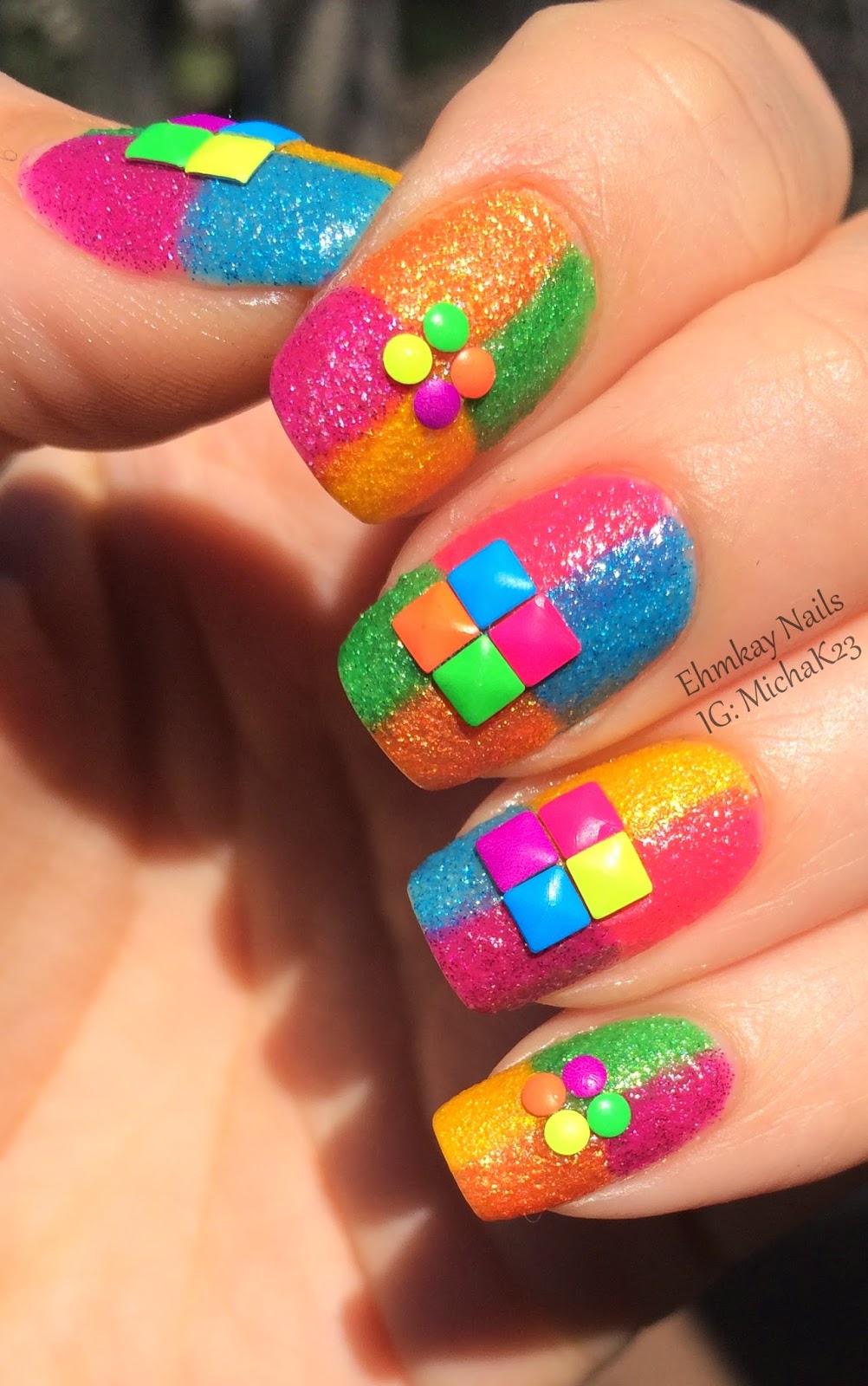 ehmkay nails: Born Pretty Review: Neon Studs over Neon Color Block ...