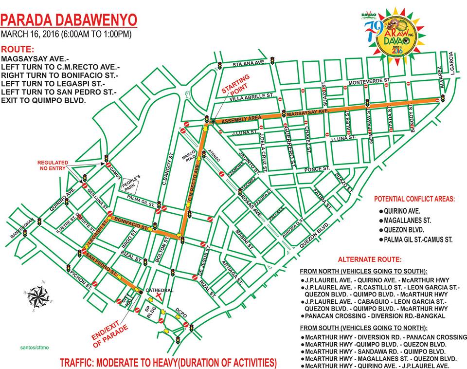 CTTMO Traffic Advisory for 79th Araw ng Dabaw 2016 Activities - Davao ...
