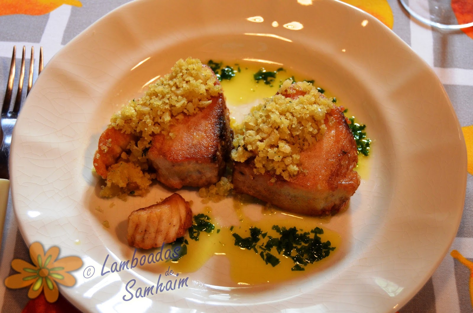 Lamboadas de Samhaim: Tonno con salsa di mandorle- Bonito con salsa de ...