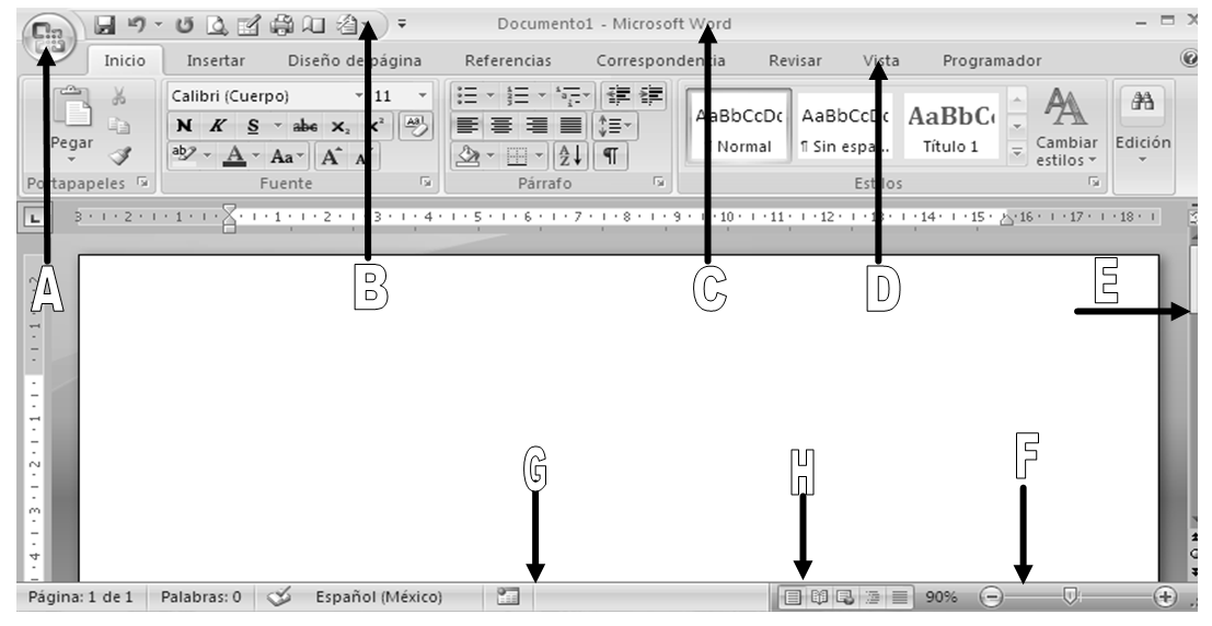 computo avanzado: PARTES DE LA PANTALLA DE WORD Y ALGUNAS DEFINICIONES ...