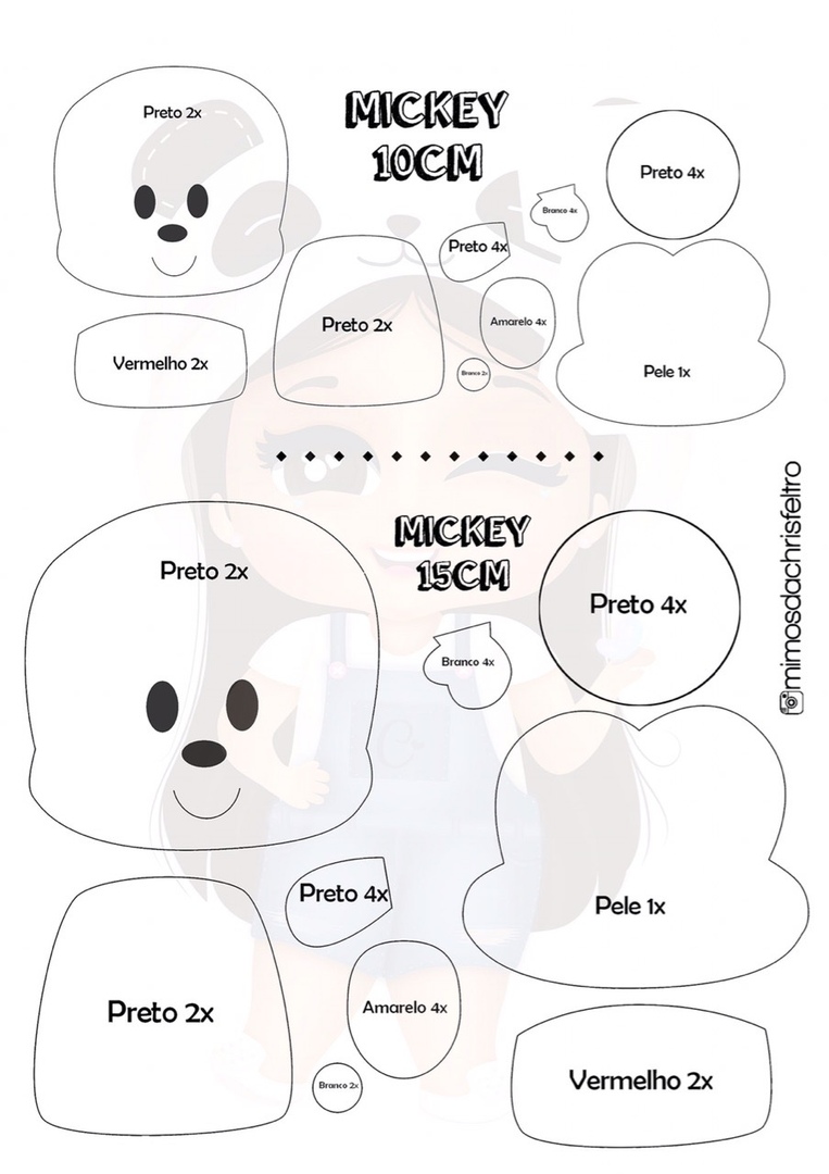 Molde Mickey Mouse de Feltro com Moldes Decoração Disney - Ideias Criativas