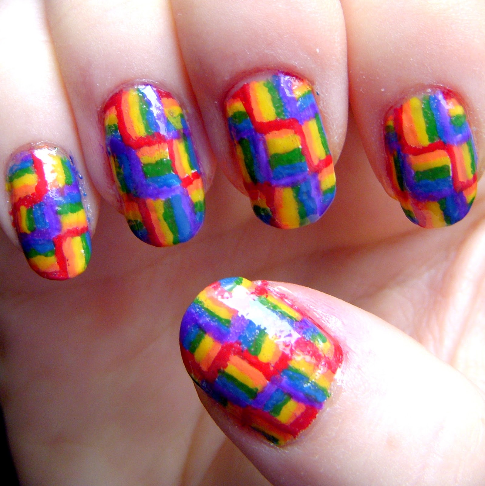 Quixii's Nails: 03/21/13 - Rainbow Weave Nails