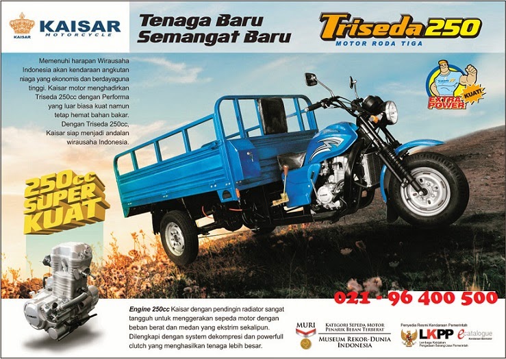 harga motor tiga roda triseda kaisar 150cc xp long, jual sparepart ...
