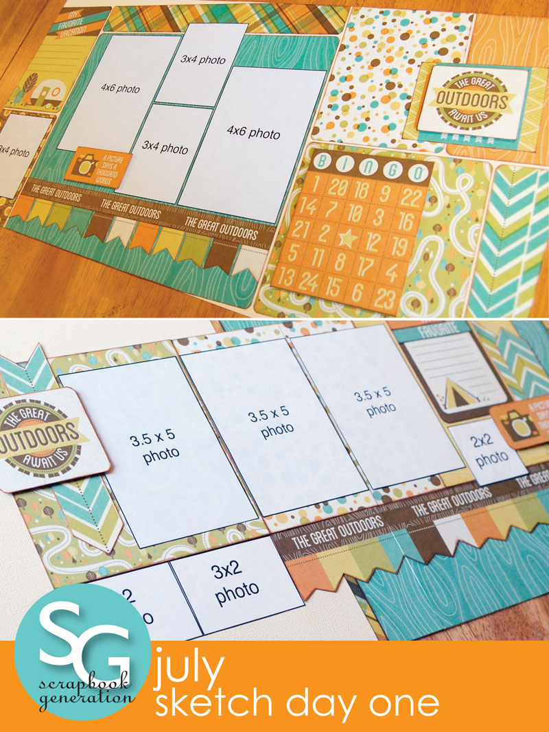 SCRAPBOOK GENERATION: July Sketch Day One layouts