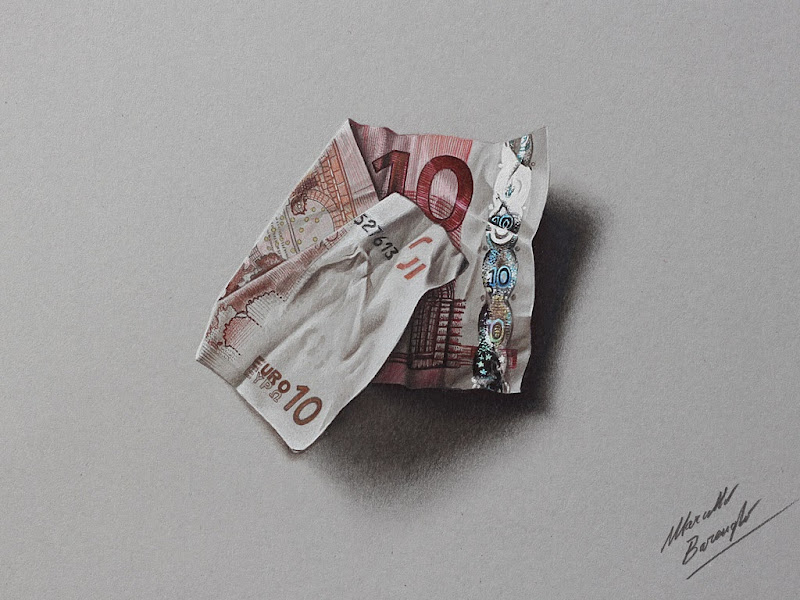 10 Euro Note Drawing - Marcello Barenghi
