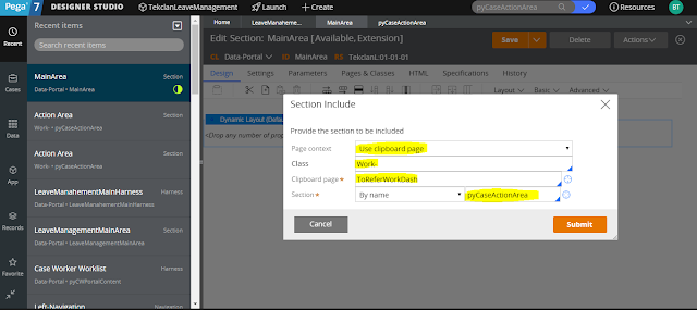 Pega Learnings: How to Refer a Section in a Different class in an Section