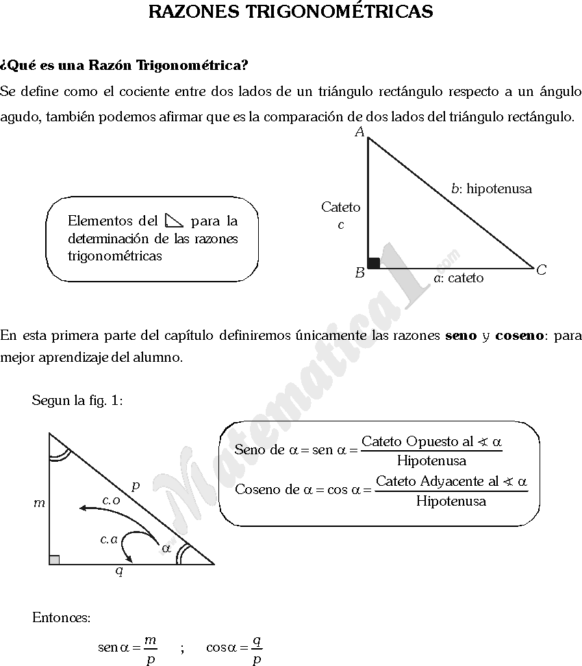 SENO Y COSENO EJEMPLOS DE TRIGONOMETRIA DE SEXTO GRADO DE PRIMARIA ...