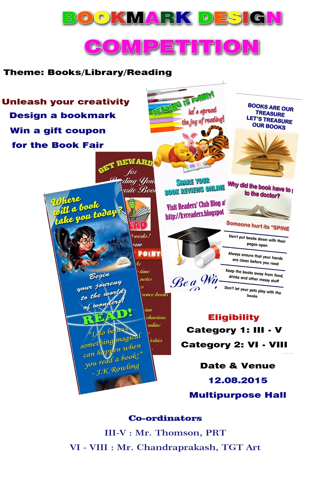 Book Week Celebrations 2015 - Bookmark Design Competition for Students ...