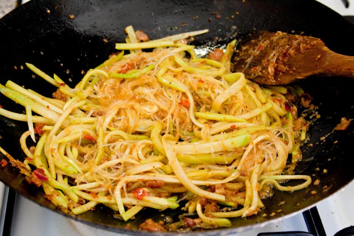3 hungry tummies: Stir Fried Choko And Mung Bean Noodles With Dried ...