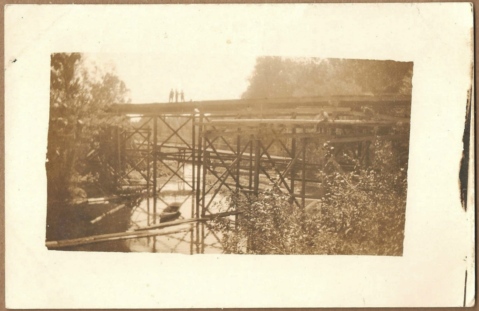 POSTCARDS: PHOTO~LOGSDEN,OR,Oregon~MEN on TWIN BRIDGE~Siletz~Lincoln ...