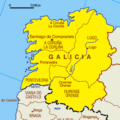 Galicia Tourism Map Area | Map of Spain Tourism Region and Topography