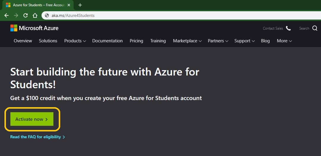 Signing Up for Azure 4 Students Account