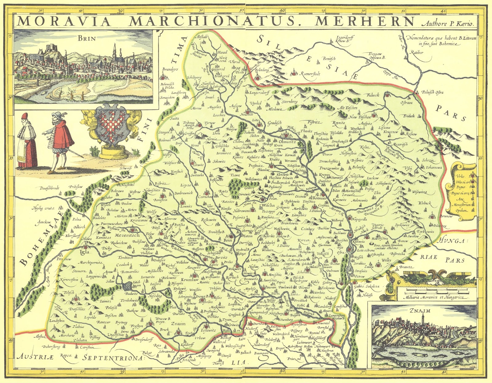 Moravská orlice: Fabriciova mapa Moravy z roku 1569, Kaeriova mapa Moravy
