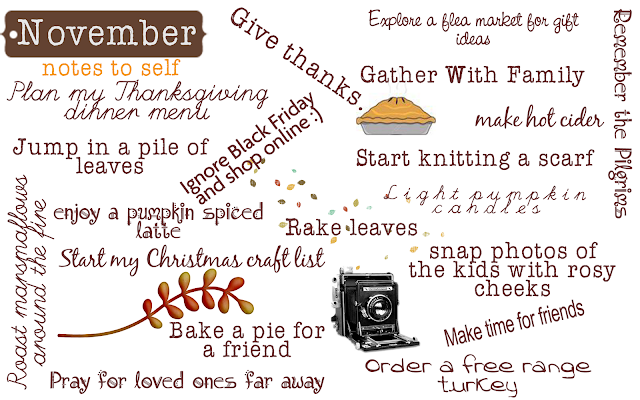 Blog Guidebook: Sort of a November Bucket List Printable