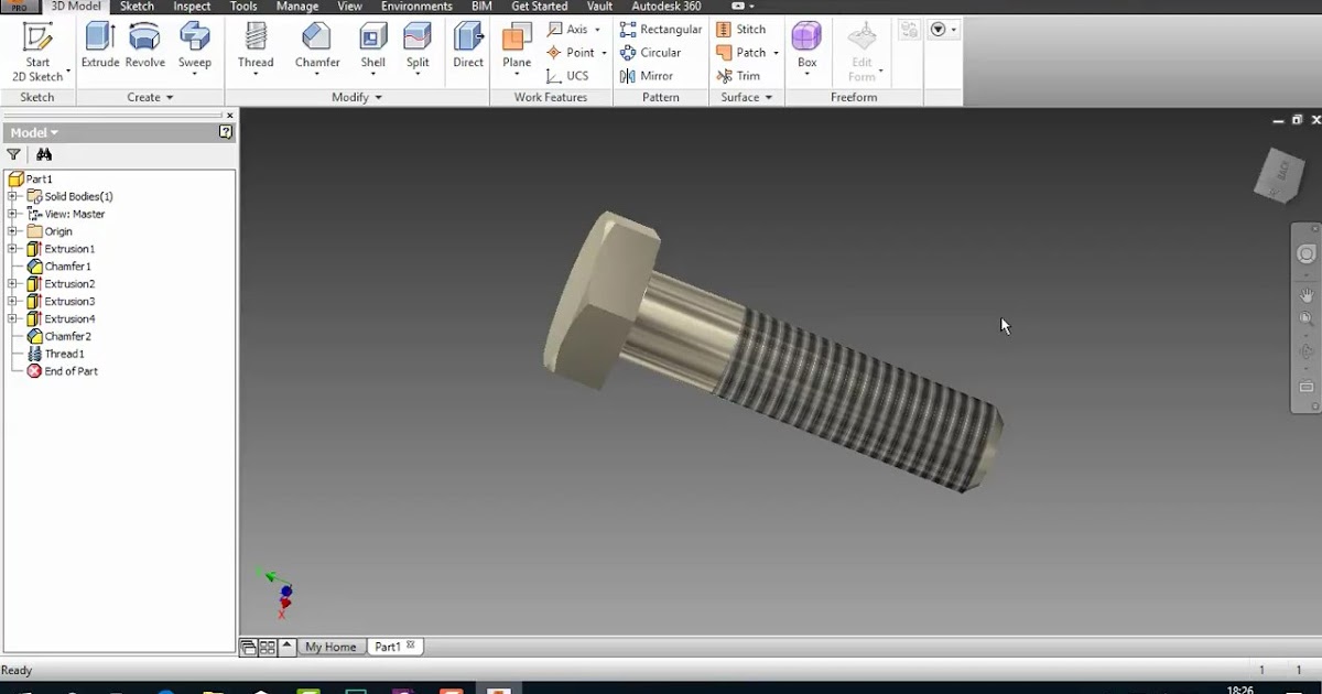 Tips Mudah Menggambar Baut pada Inventor Professional Menggunakan Menu ...
