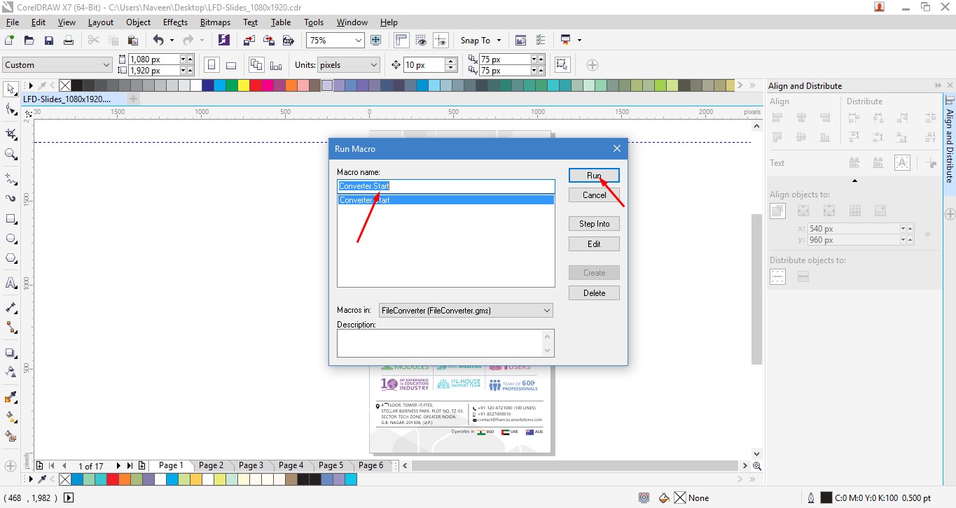 How to Export multiple page from Corel Draw x7