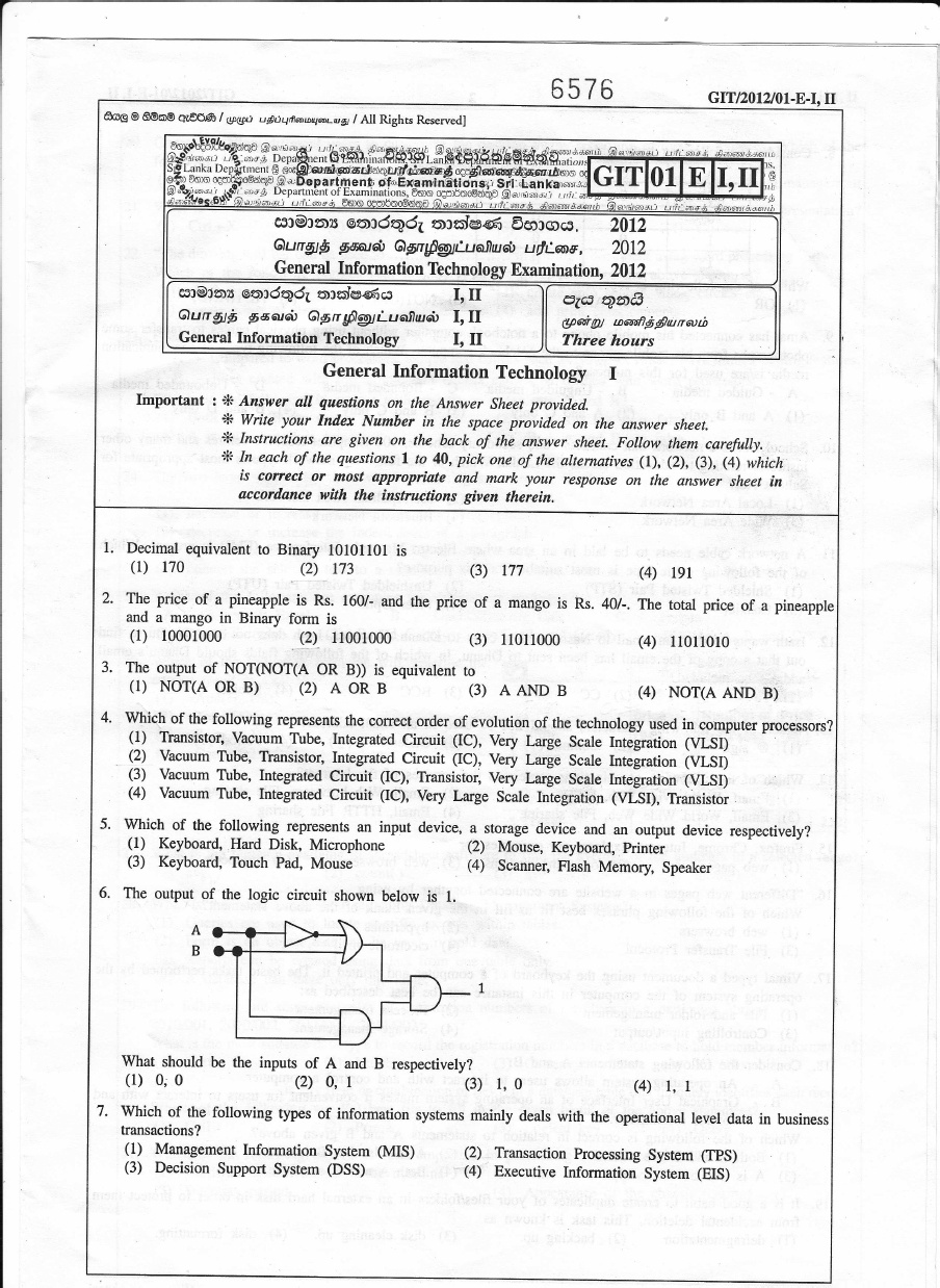 Sri Lankan Government Exams