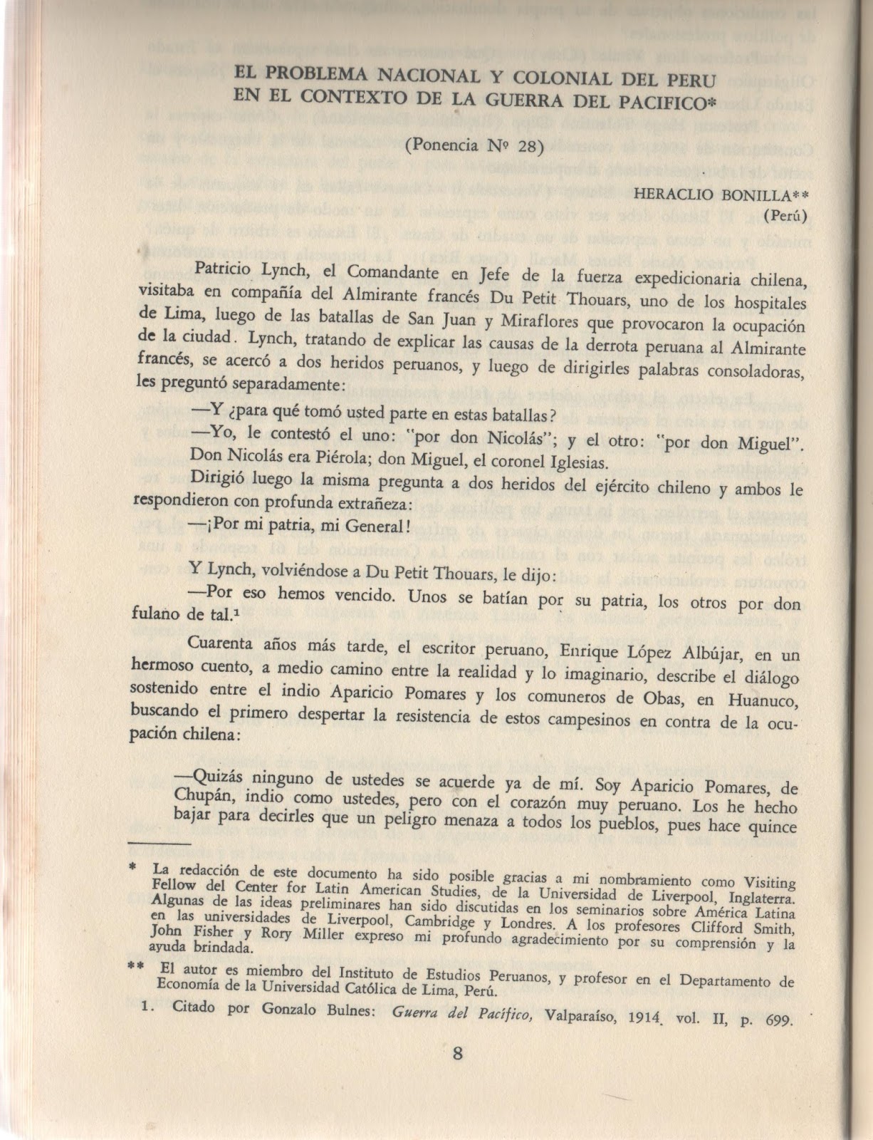 Victor M. Gruber F.: H. BONILLA--LA GUERRA DEL PACIFICO--(1.977)--(UNO)-- Victor M. Gruber F.: H. BONILLA--LA GUERRA DEL PACIFICO--(1.977)--(UNO)--