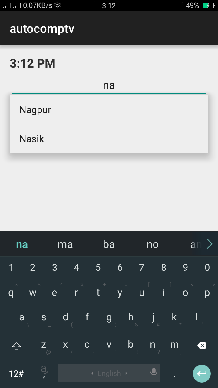 Implement Android Autocomplete Textview Example Target Android