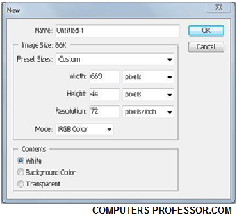 How do you create a document in Photoshop? | Computers Professor