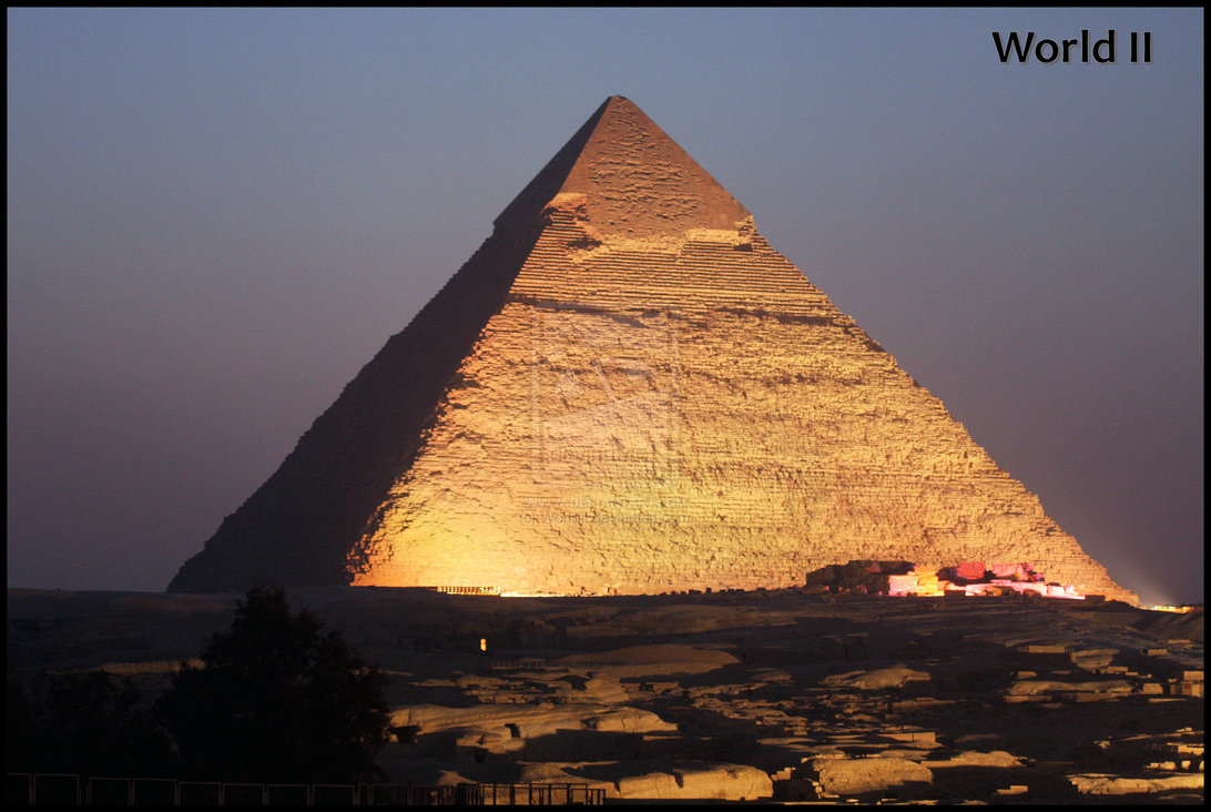 Encyclopedia: Great Pyramids of Giza at Night