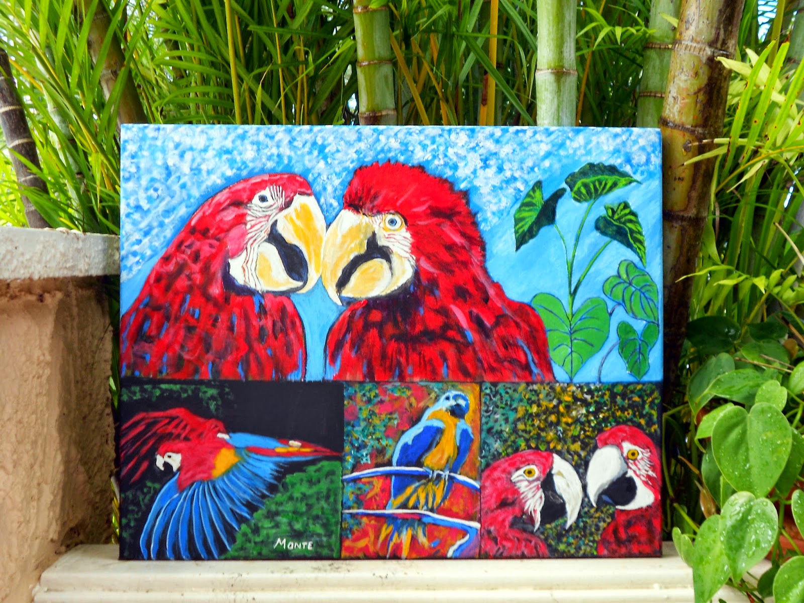 Brushworks by Monte: Parrot Painting - Acrylic on Canvas 16 x 20 ...